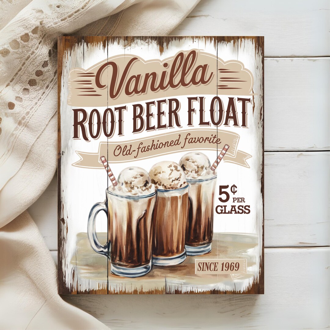Vanilla Root Beer Float Sign Old Fashioned Soda Fountain Poster Retro ...