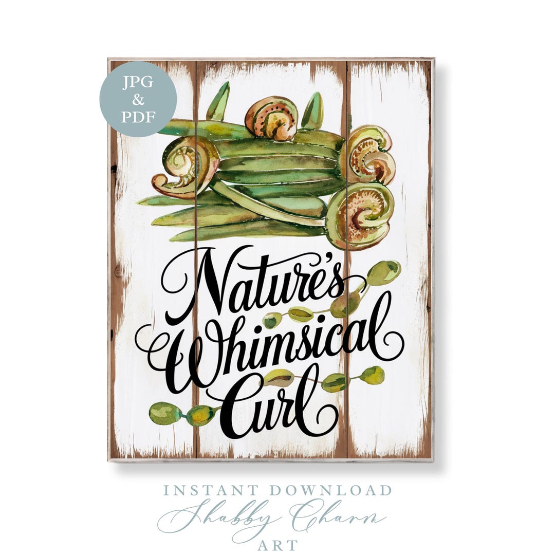 Fiddlehead Fern Wall Art Unfurling Green Wonder Watercolor Rustic ...