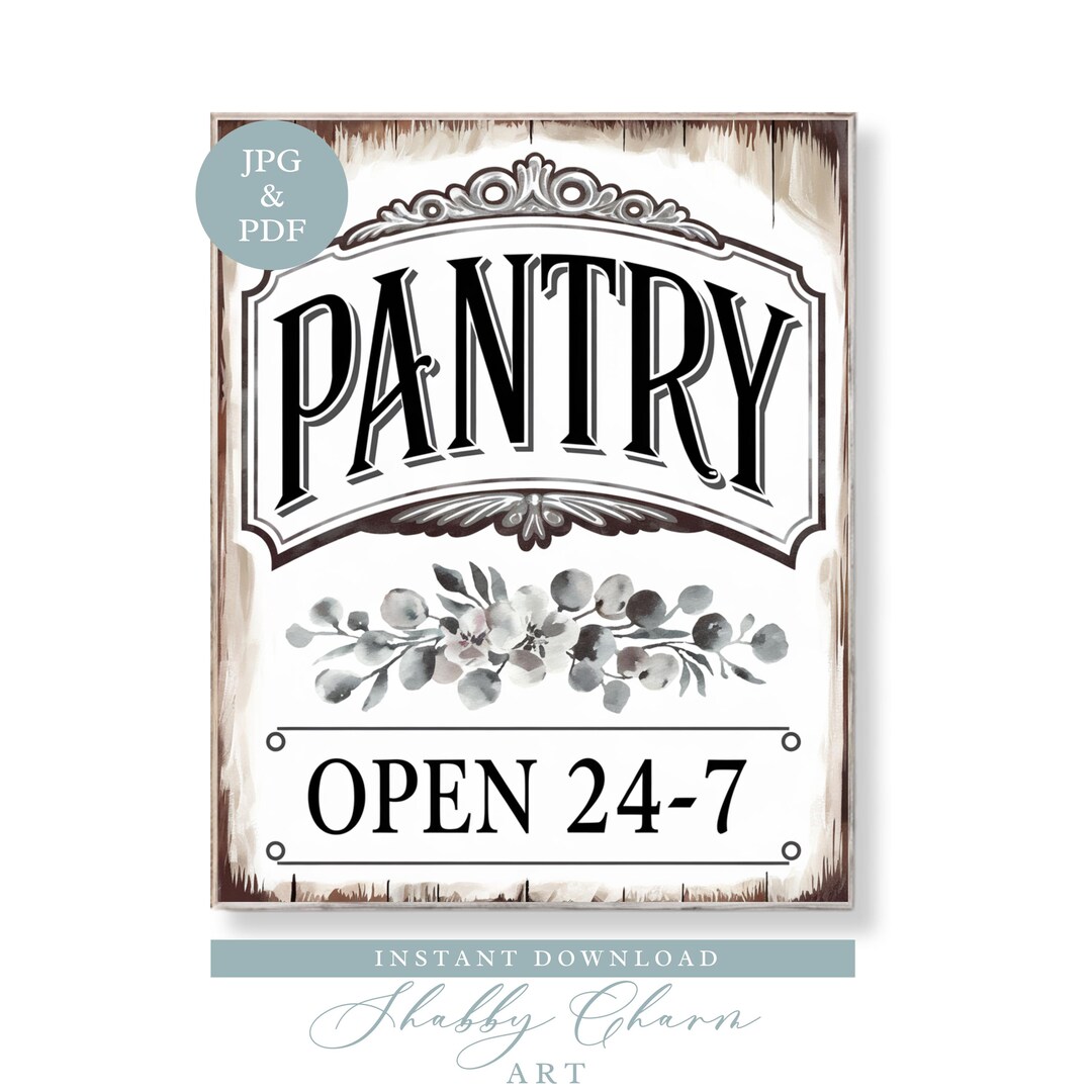 Vintage Pantry Sign, Rustic Kitchen Decor, Farmhouse Wooden Wall Art ...