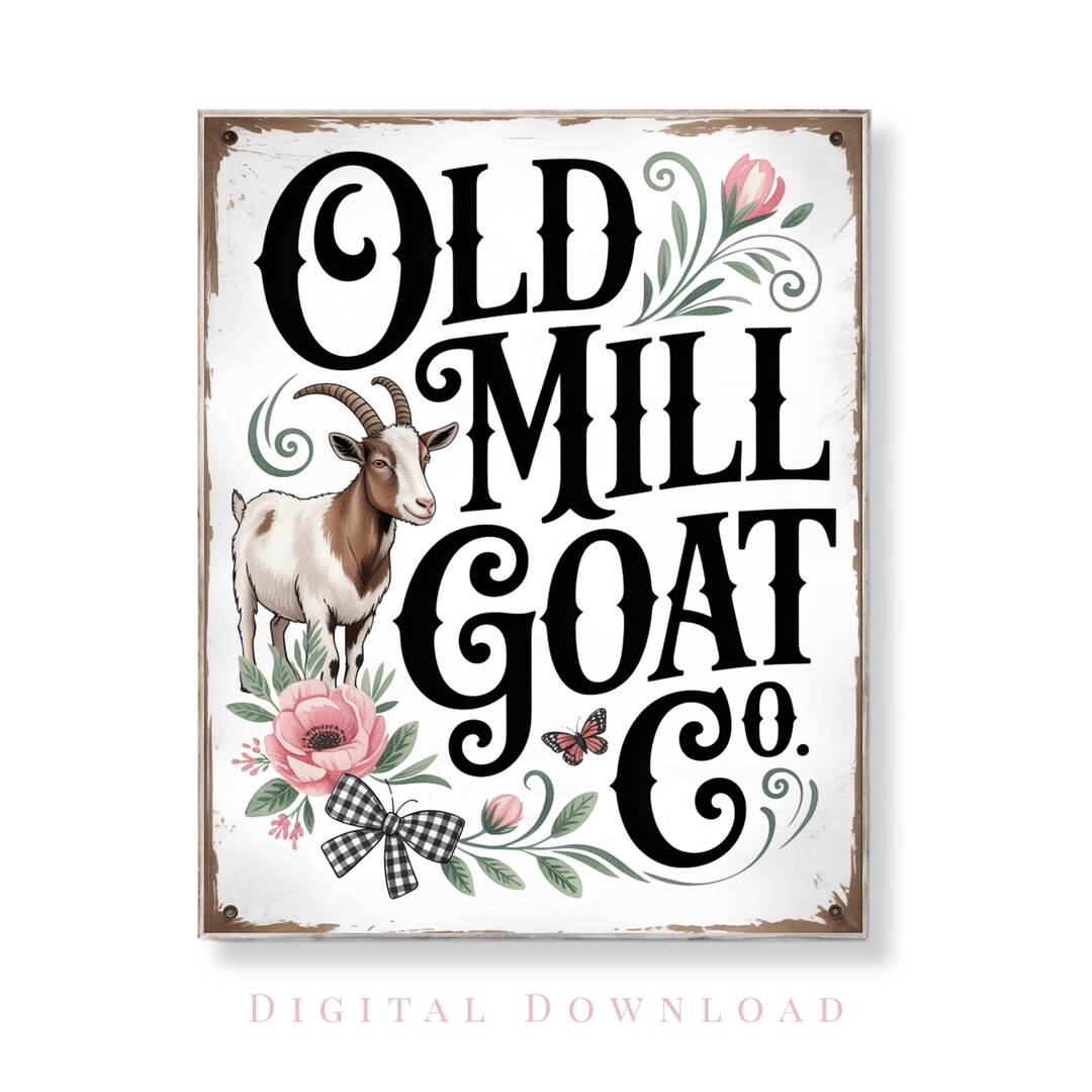 Goat Wall Art Old Mill Goat Co Farmhouse Animal Print Vintage Country ...