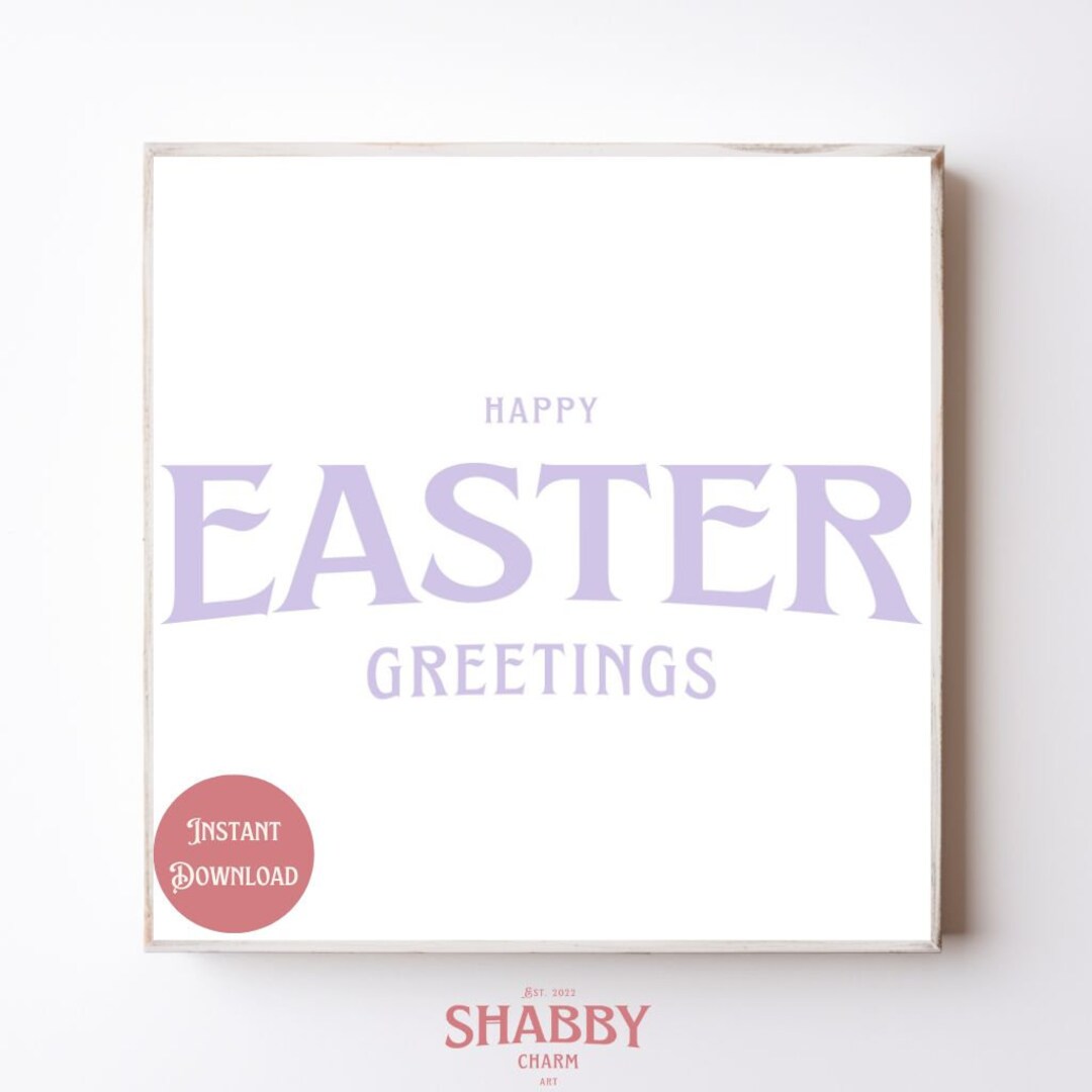 Pastel Purple Happy Easter Greeting Png Instant Digital Download ...