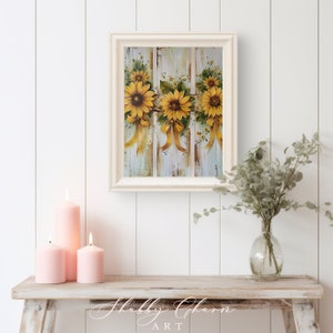 Sunflowers Wall Art, Farmhouse Style Sign, Cottage Floral Decor Print ...