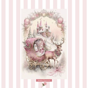 Shabby Chic Pink Vintage Style Christmas Santa Wall Art 10 X 15 Inches ...