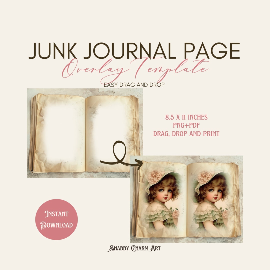 Printable Junk Journal Template Junk Journal Page Overlay Template ...