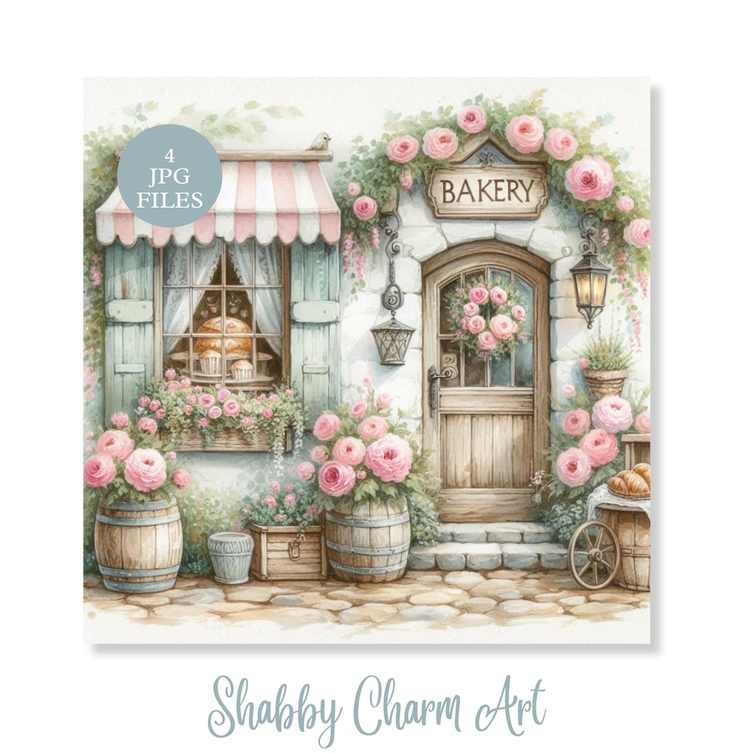 Shabby Chic Bakery Clipart: Vintage Roses, Junk Journal (digital ...