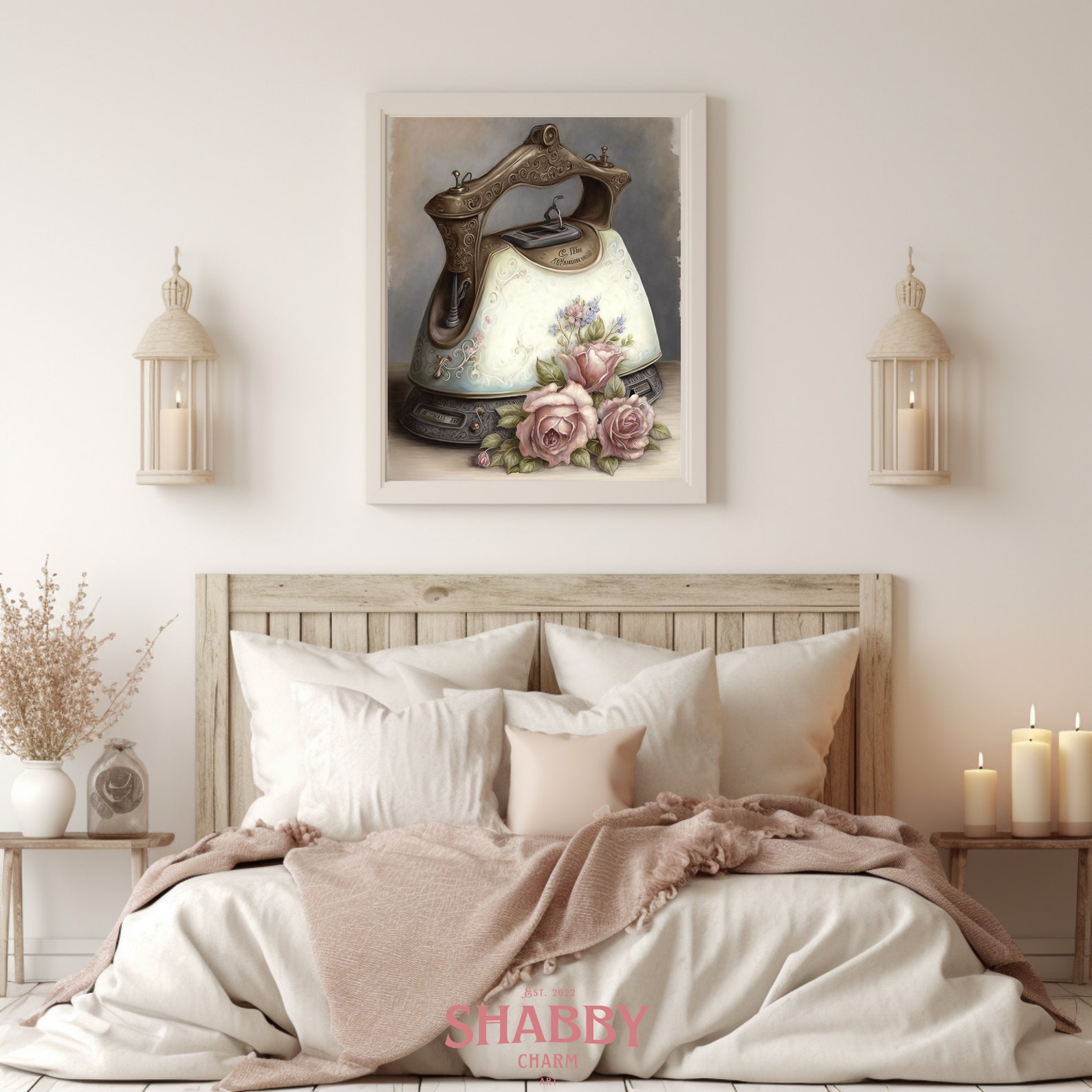 Vintage Antique Iron Watercolor Print, Shabby Chic Wall Art, Instant ...