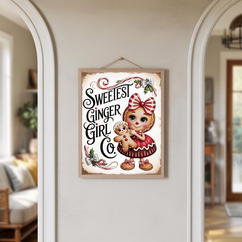 Christmas Wall Art Gingerbread Girl Decor Holiday Bakery Sign Sweet ...