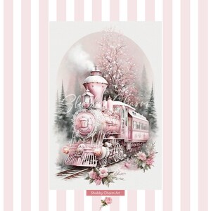 Pink Train Train Printable 8x10 Christmas Print Shabby Pink Christmas ...