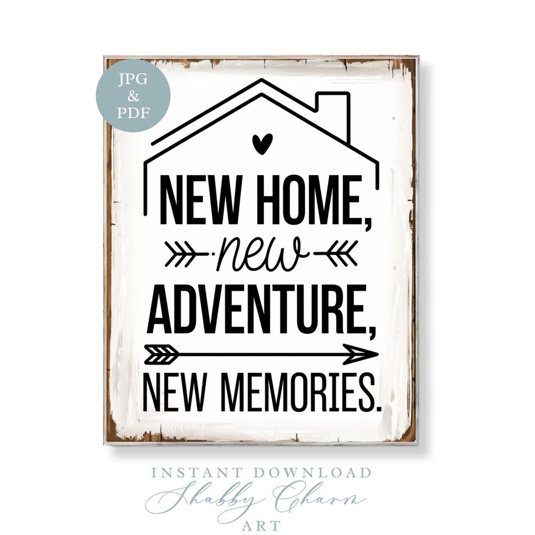 New Home New Adventure Wall Art, Rustic Wooden Housewarming Sign ...