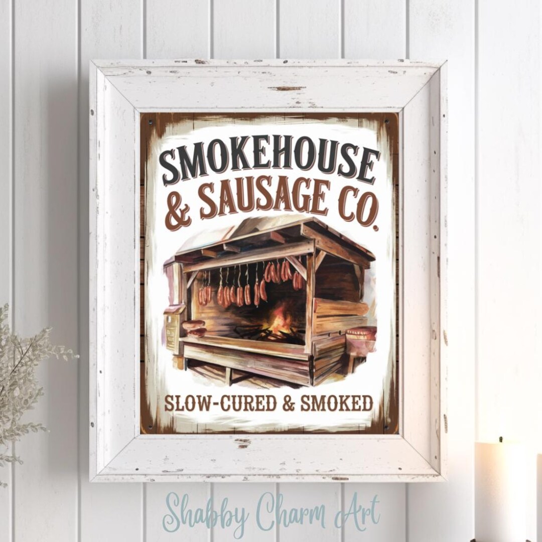 Smokehouse Sausage Co. Primitive Retro Butcher Shop Sign Rustic Meat ...