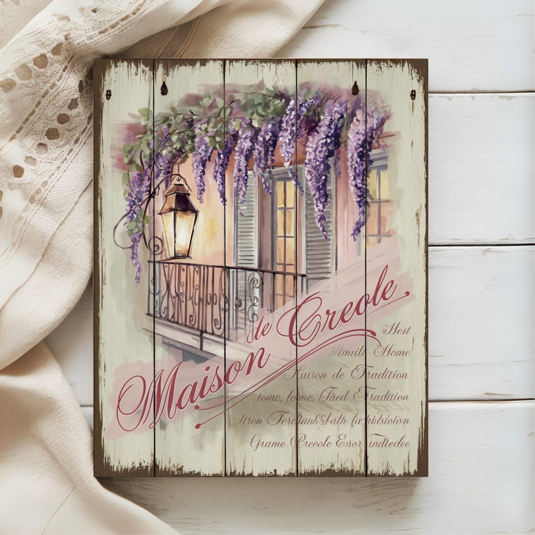 Maison De Creole Sign Vintage French Balcony Wall Art Shabby New ...