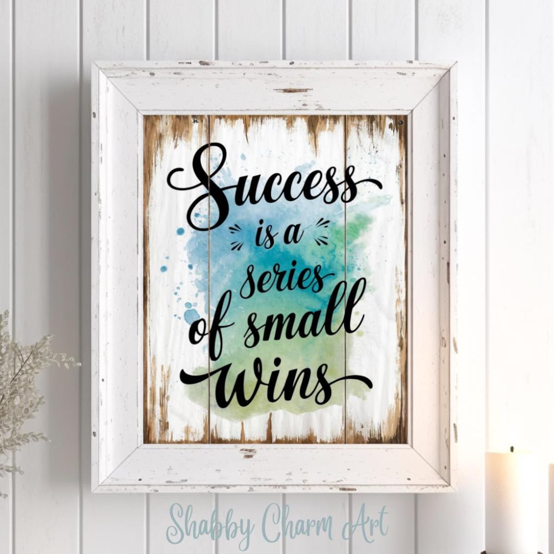 Success is a Series of Small Wins Sign Motivational Wall Art Vintage ...