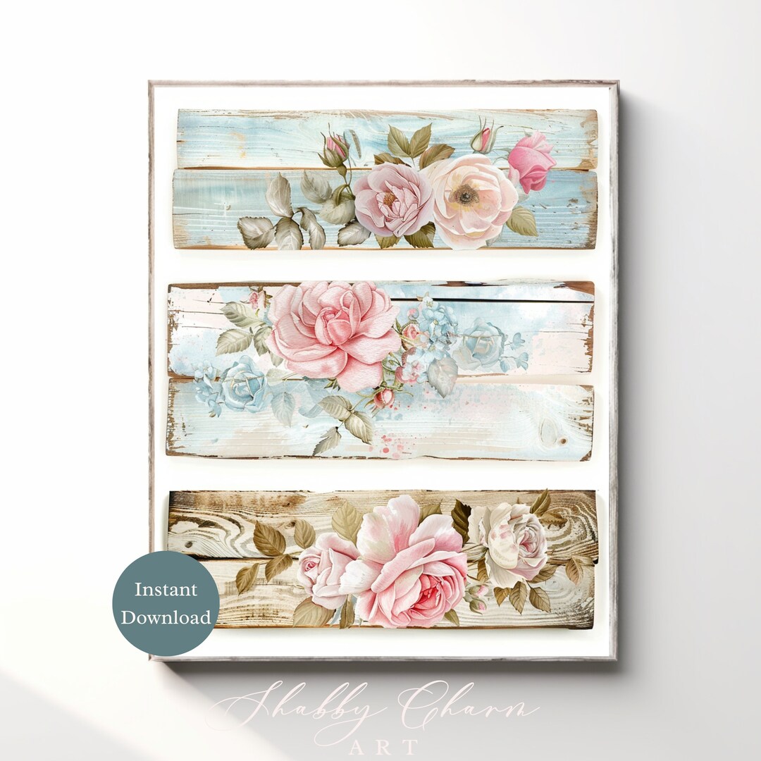 Pink Rose Wall Art, Floral Farmhouse Decor, White Wood Farmhouse Sign ...