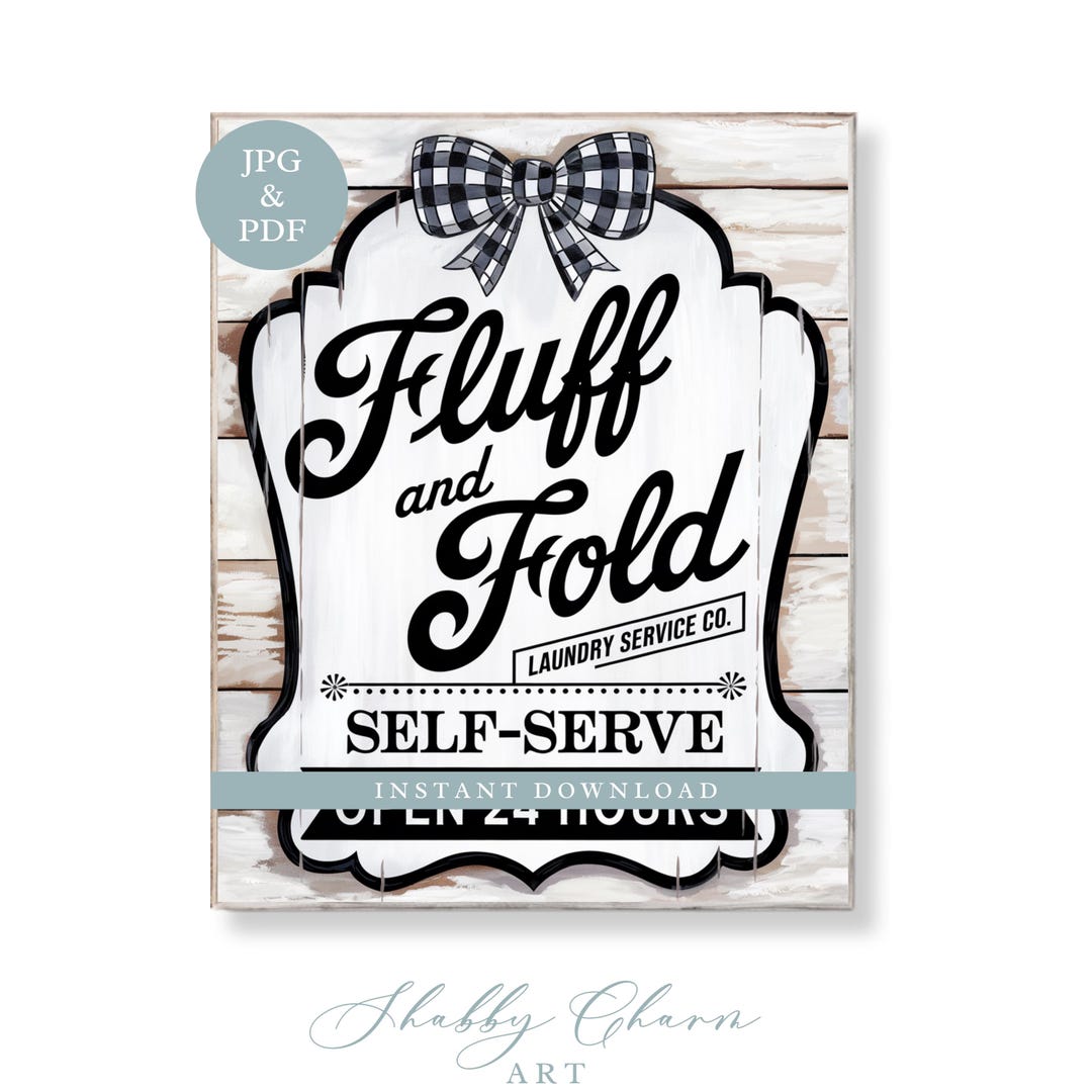 Fluff and Fold Digital Download Rustic Shabby Chic Laundry Room Wall ...