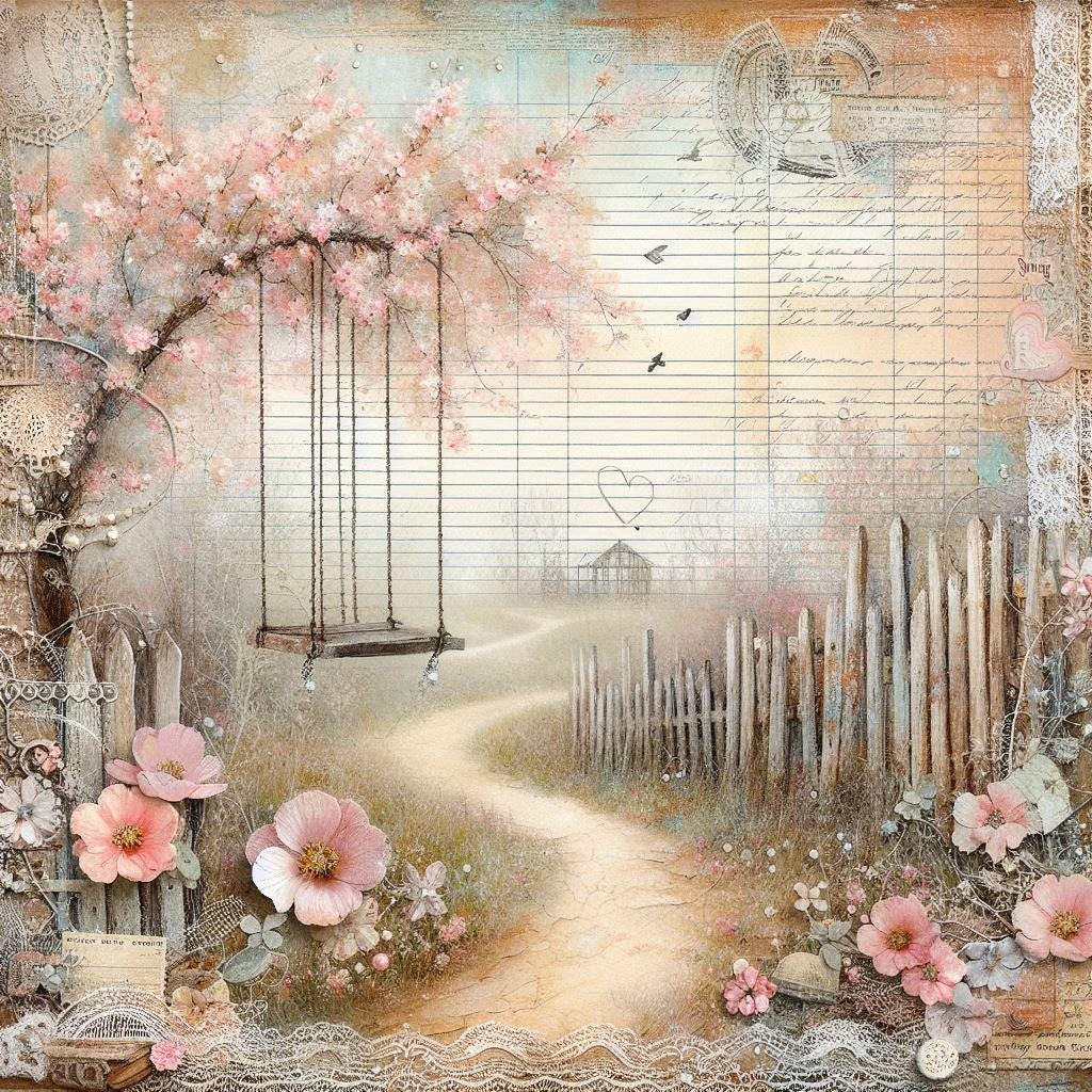 Shabby Chic Spring Clipart Bundle Vintage Junk Journal Watercolor Jpgs ...