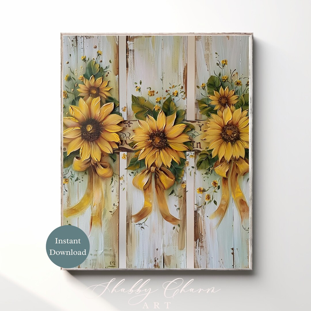 Sunflowers Wall Art, Farmhouse Style Sign, Cottage Floral Decor Print ...