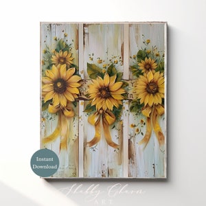 Sunflowers Wall Art, Farmhouse Style Sign, Cottage Floral Decor Print ...