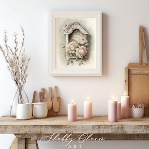 Shabby Chic Roses Wall Decor Pink Wall Art Vintage Cottage Style Floral ...