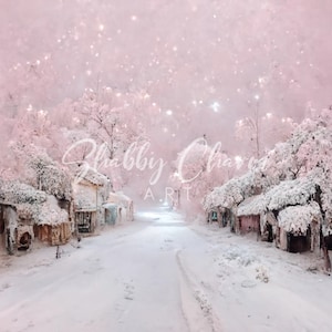 Pink Winter Wonderland Winter Scene Print Winter Graphic - Etsy