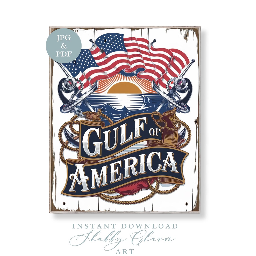 Patriotic Gulf of America Sign Nautical Wall Art With Flags & Anchor ...