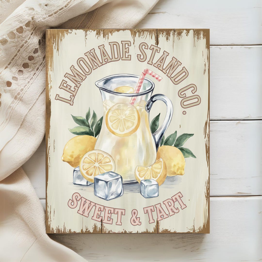 Lemonade Stand Co. Sweet Tart Sign Vintage Citrus Wall Art Shabby Chic ...