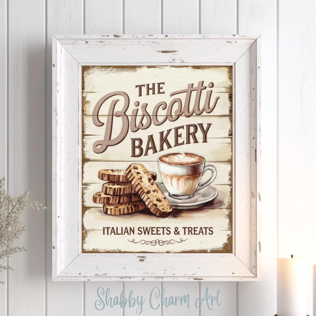 Biscotti Bakery Primitive Retro Italian Sweets Sign Rustic Coffee Shop ...