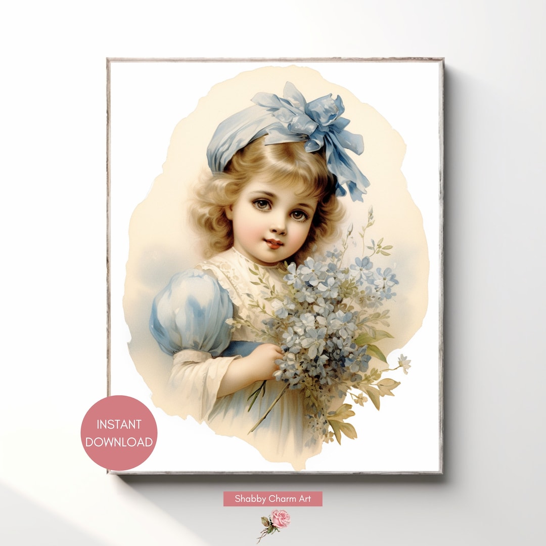 Vintage Girl Art, Printable Wall Art, Vintage Portrait, Nursery Art ...