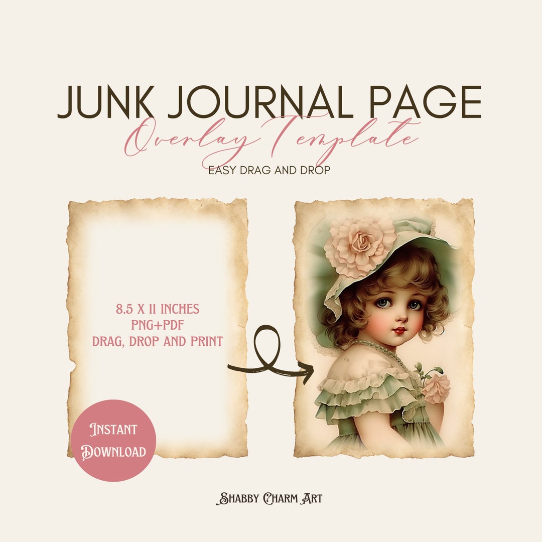 Printable Junk Journal Template, Junk Journal Page Overlay Template ...