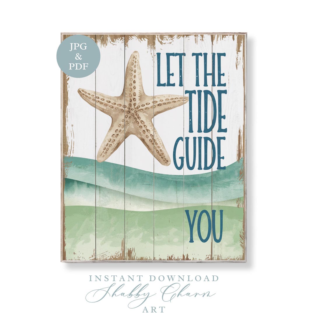 Let the Tide Guide You Coastal Wall Art Starfish Sign Nautical Beach ...