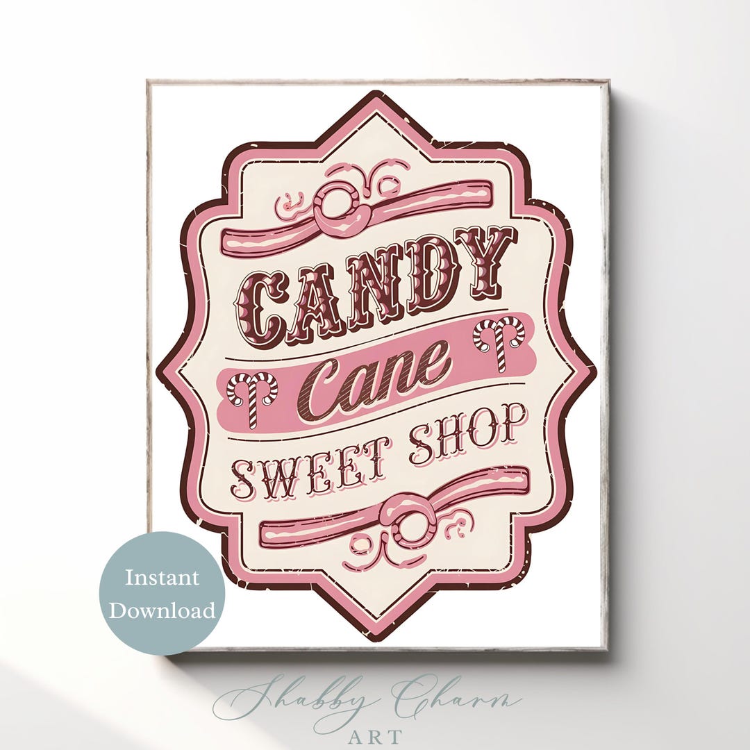 Candy Cane Christmas Sign Christmas Wall Art Instant Digital Download ...