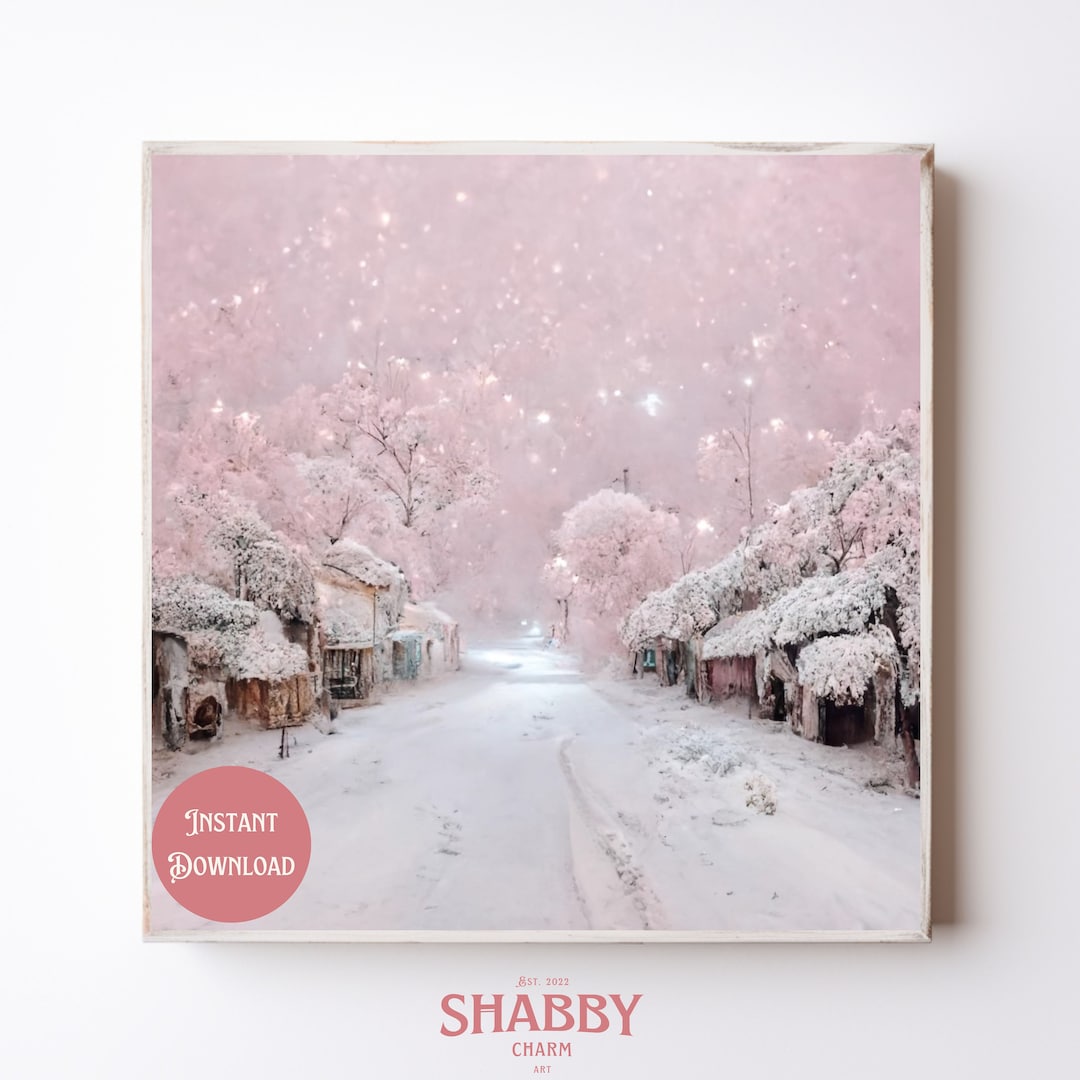 Pink Winter Wonderland Winter Scene Print Winter Graphic Winter ...