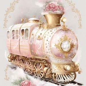 Pink Train Train Printable 8x10 Christmas Print Shabby Pink Christmas ...