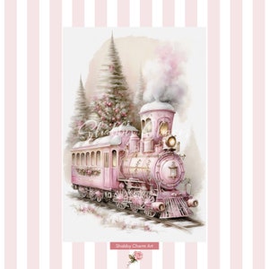 Pink Train Train Printable 8x10 Christmas Print Shabby Pink Christmas ...