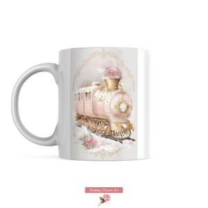 Pink Train Train Printable 8x10 Christmas Print Shabby Pink Christmas ...