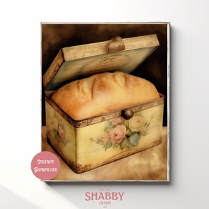 Vintage Bread Box Watercolor Print, Shabby Chic Wall Art, Instant ...