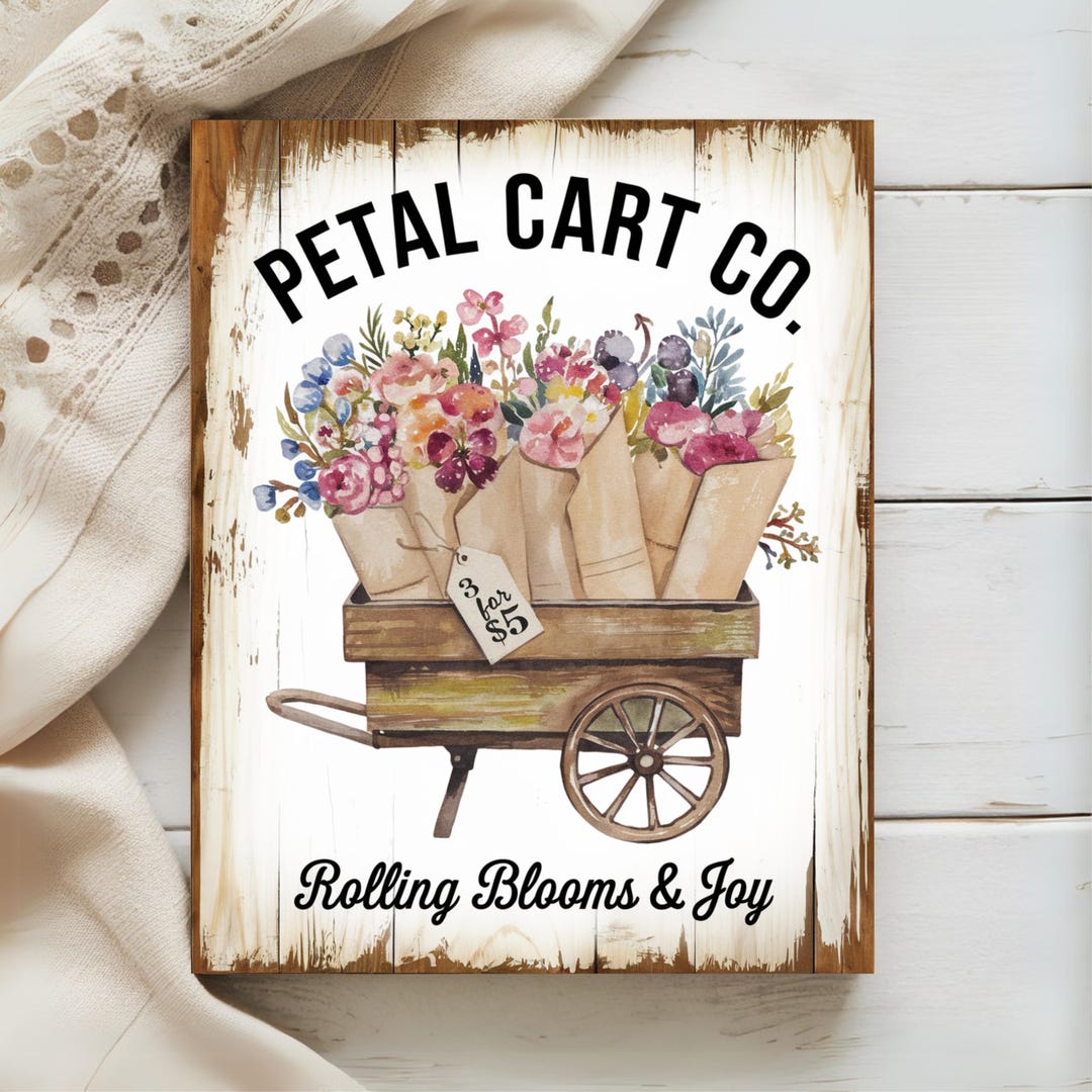 Petal Cart Co Wall Art Shabby Chic Flower Market Printable Vintage ...