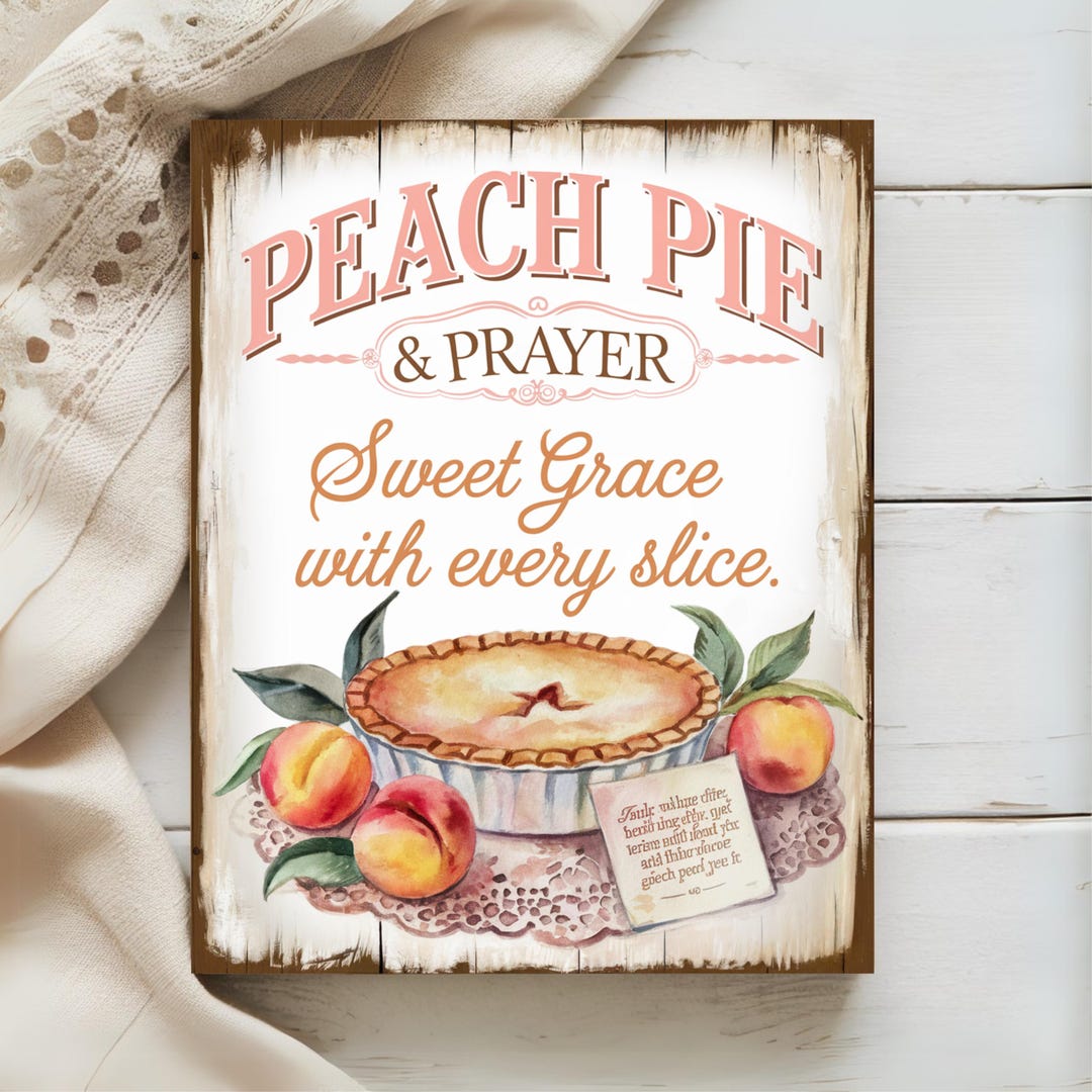 Peach Pie & Prayer Kitchen Wall Art Shabby Chic Farmhouse Printable ...