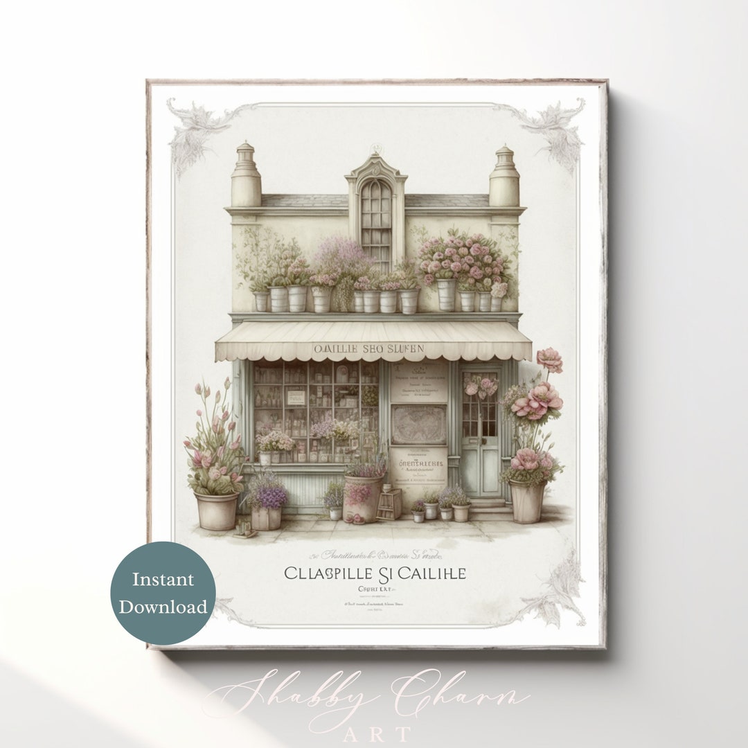 Shabby Chic Flower Market Antique Roses Watercolor Vintage Print Wall ...