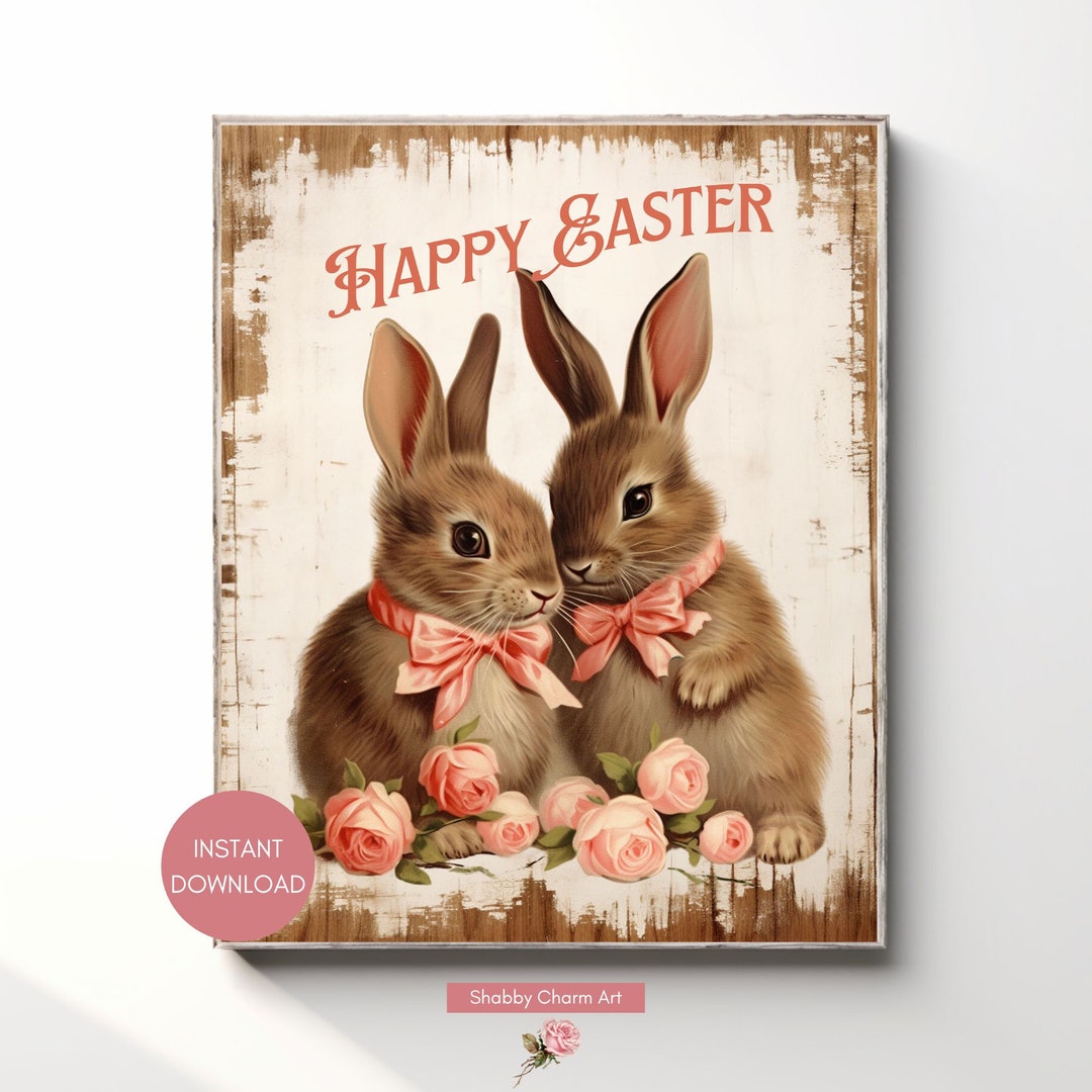 Vintage Rabbit, Bunny Rabbit, Rabbit Oil Painting, Vintage Easter ...