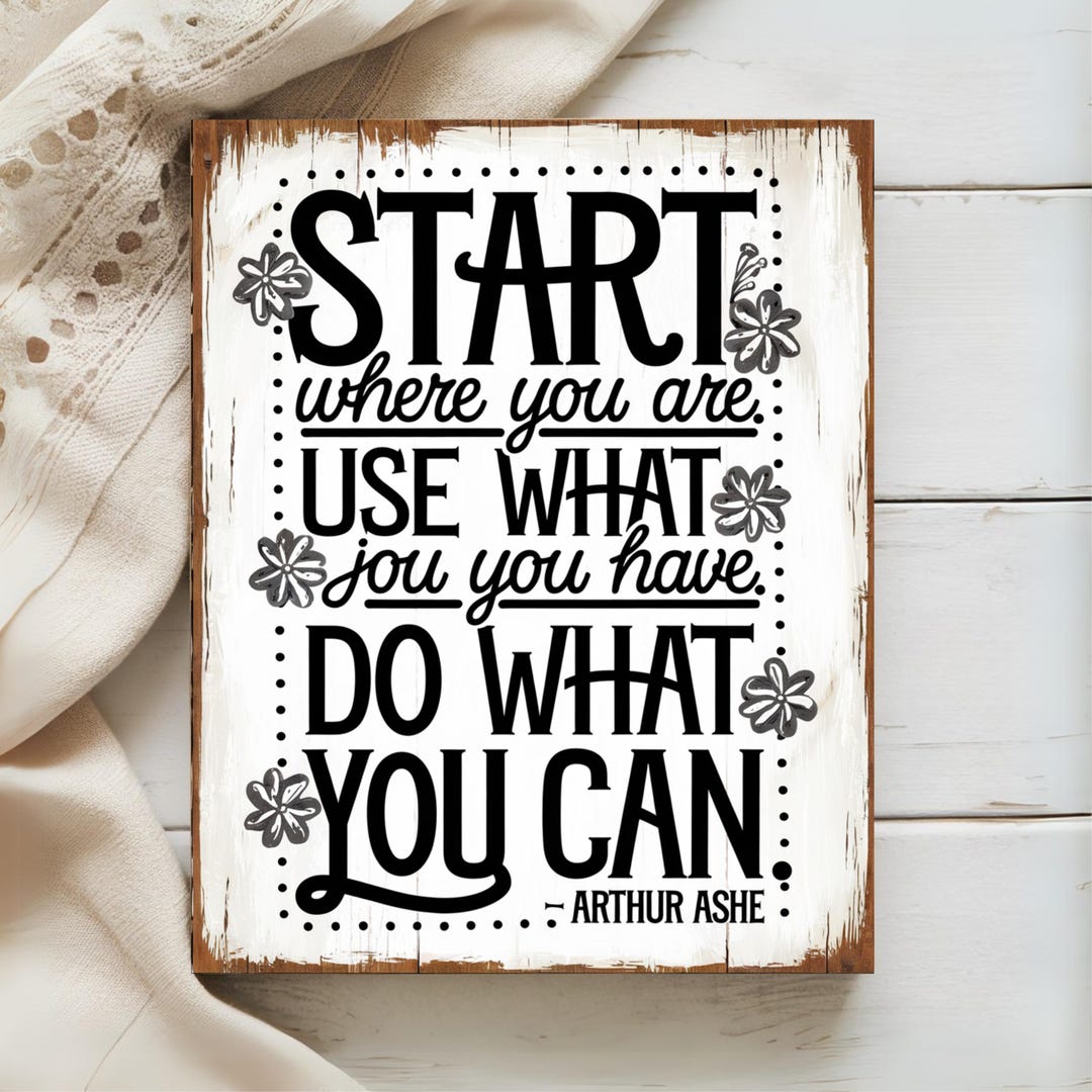 Start Where You Are Quote Wall Art Shabby Chic Farmhouse Wooden Sign ...