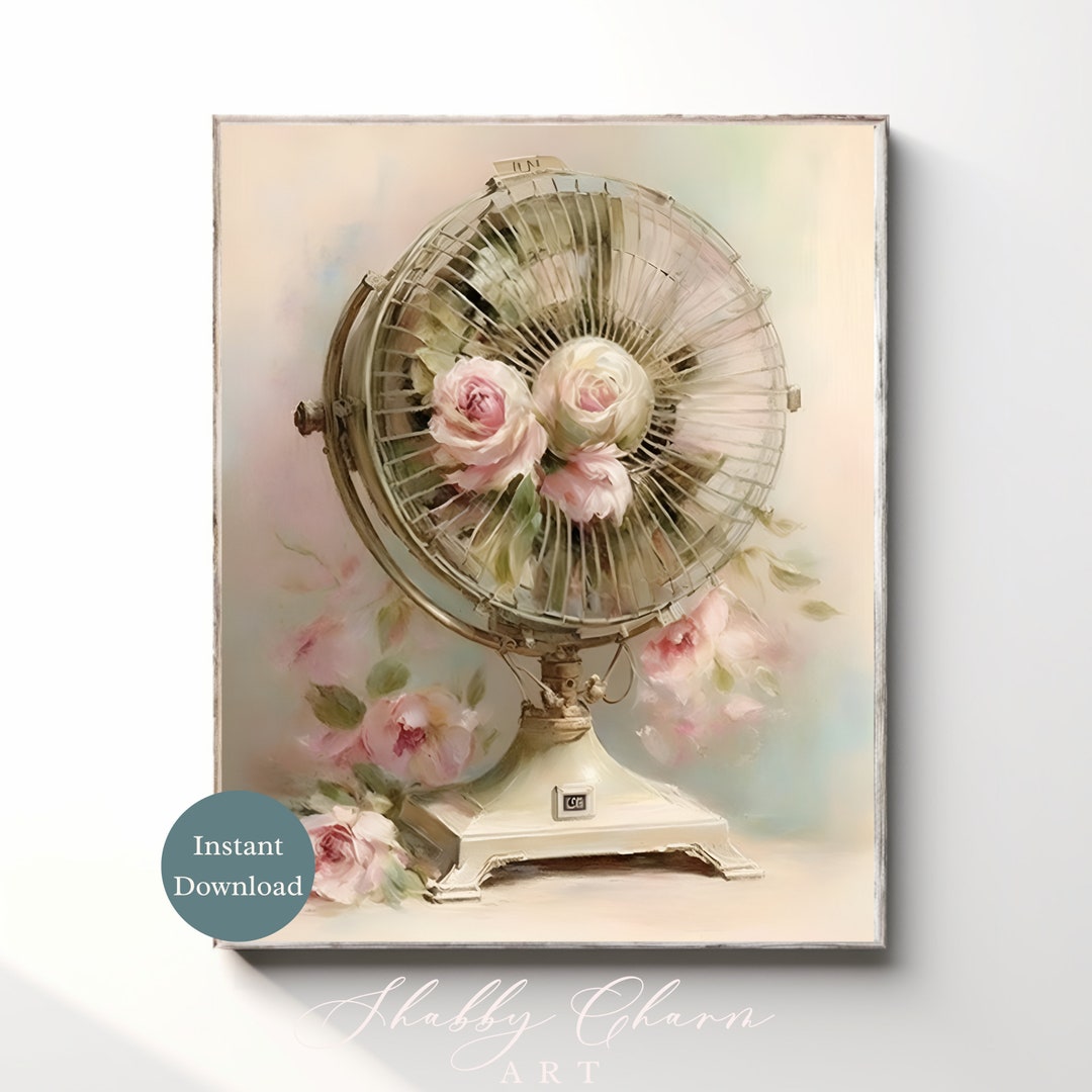Vintage Antique Electric Fan Watercolor Print, Shabby Chic Wall Art ...