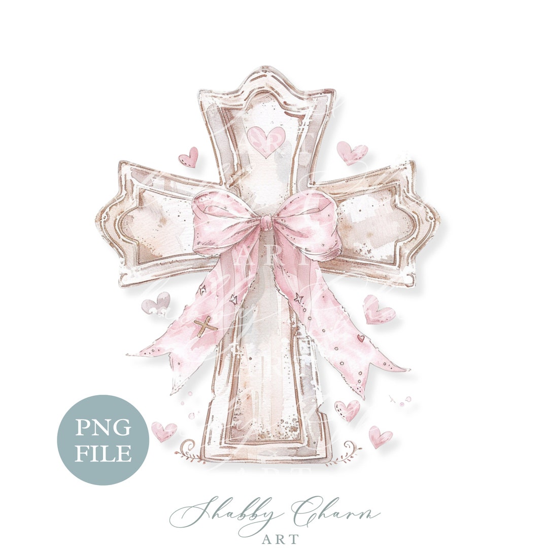 Coquette Pink Cross Png Coquette Aesthetic Watercolor Design Instant ...
