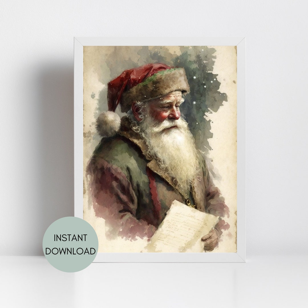 Watercolor Santa Claus High Resolution PNG Instant Digital Download ...