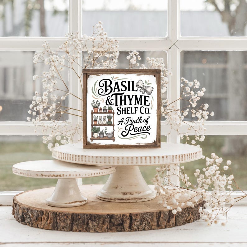 Herb Shelf Sign Basil Thyme Printable Digital Download Door Hanger ...