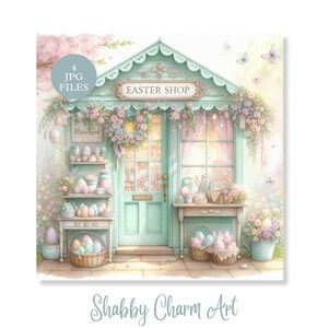Shabby Chic Easter Shop Clipart Bundle Vintage Spring Market ...