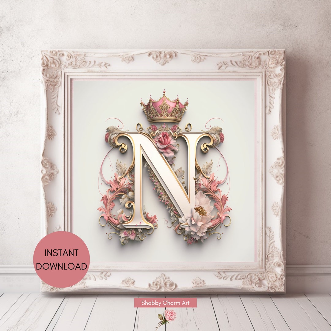 Letter N Alphabet Letter Art Floral Letter Letter Wall Decor Letter Art ...