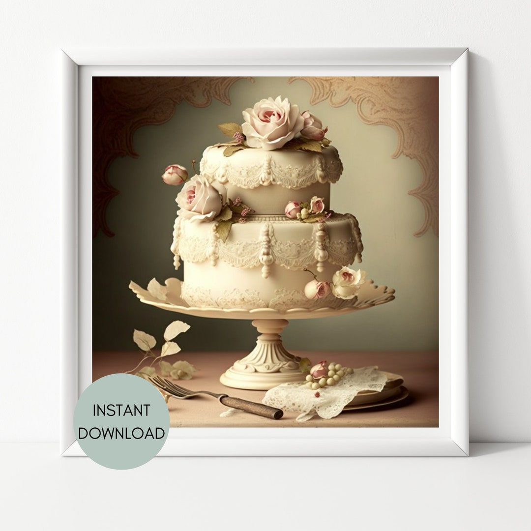 Shabby Chic Pink Wall Art Wedding Cake Birthday Instant - Etsy