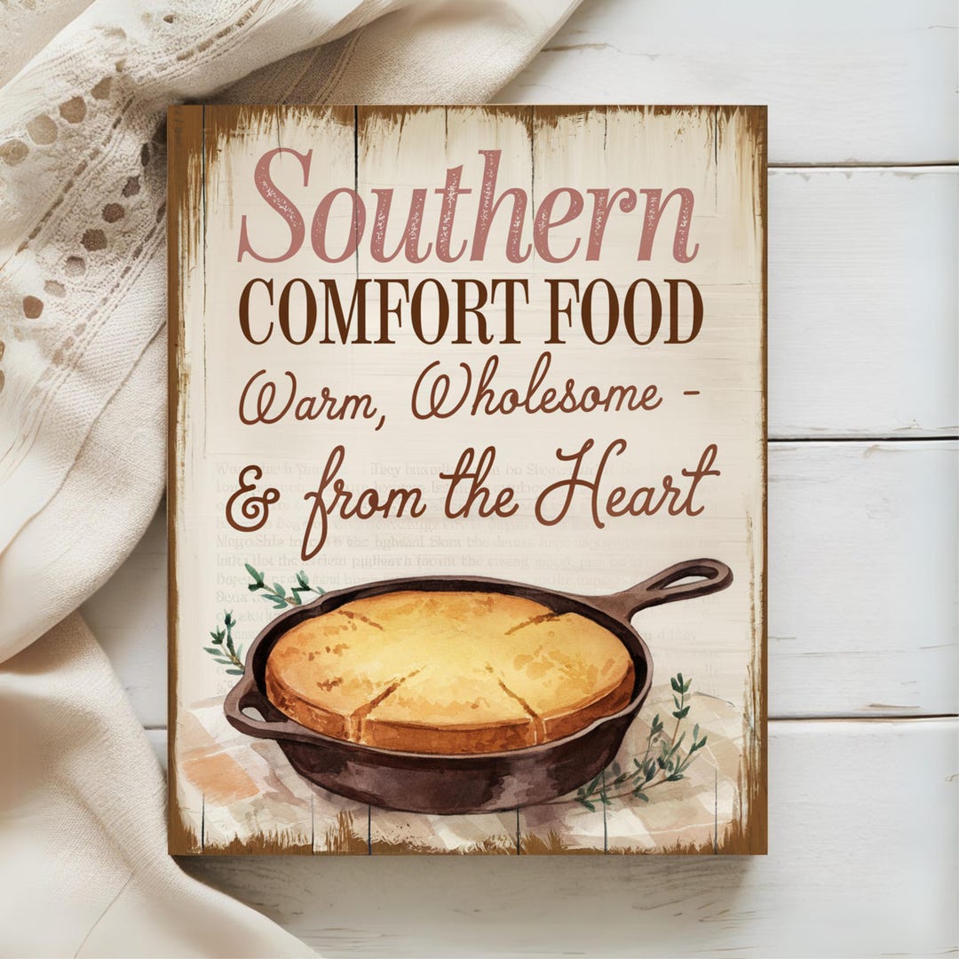 Southern Comfort Food Sign Vintage Farmhouse Kitchen Wall Art Rustic ...