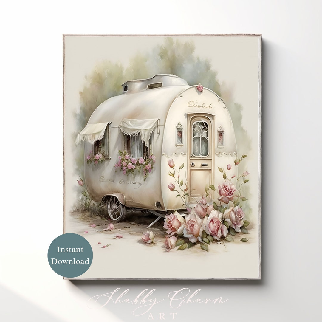 Shabby Chic Camper Wall Art Vintage RV Cottage Style Wall Decor Rustic ...