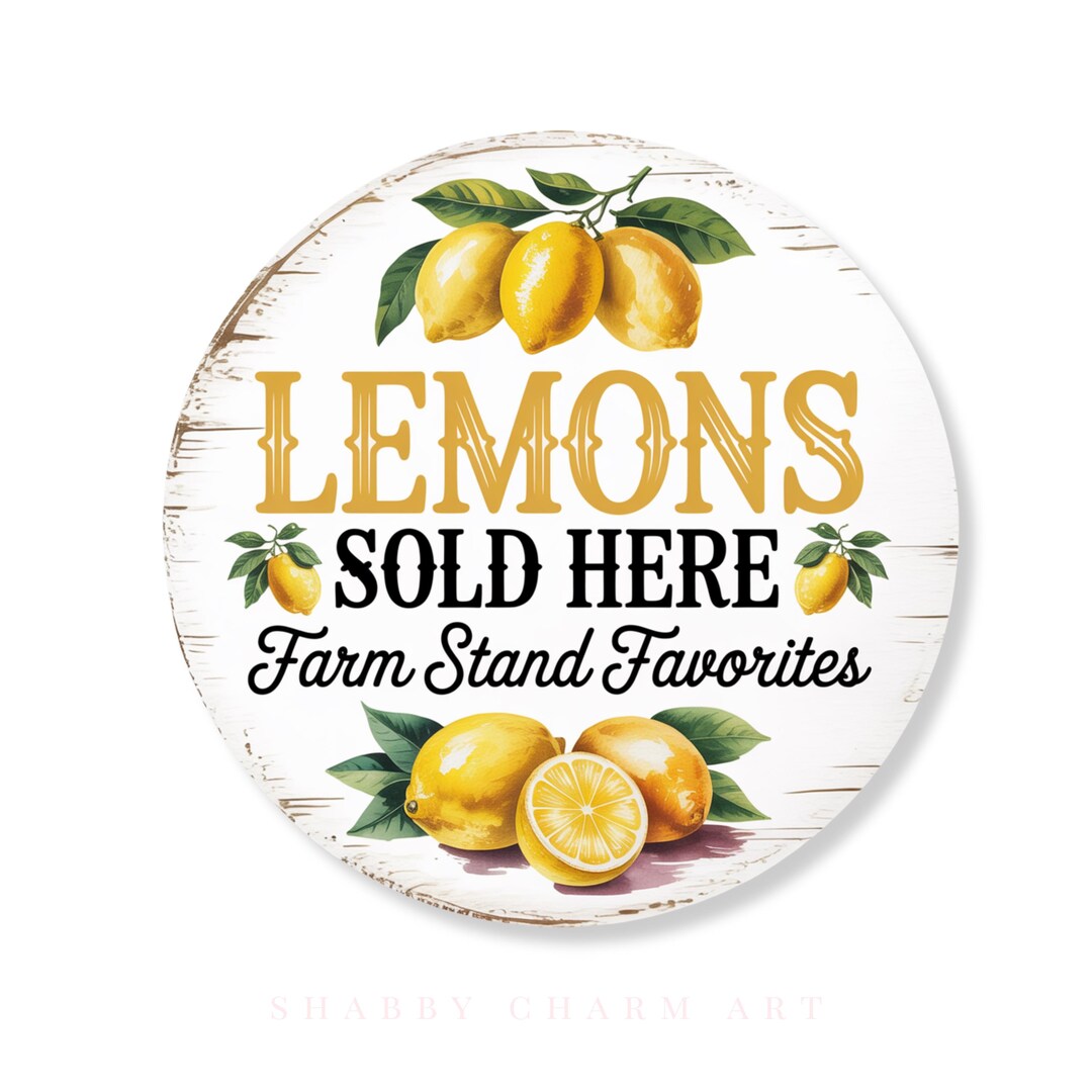 Lemon PNG Round Sign Farmhouse Lemon Wreath Centerpiece Lemons Sold ...